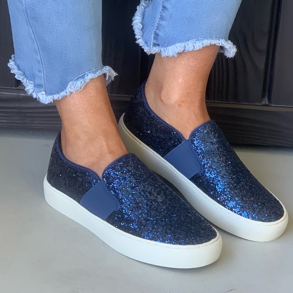 Urban Outfitters | Shoes | Blue Glitter Chunky Platform Blue Slip On ...